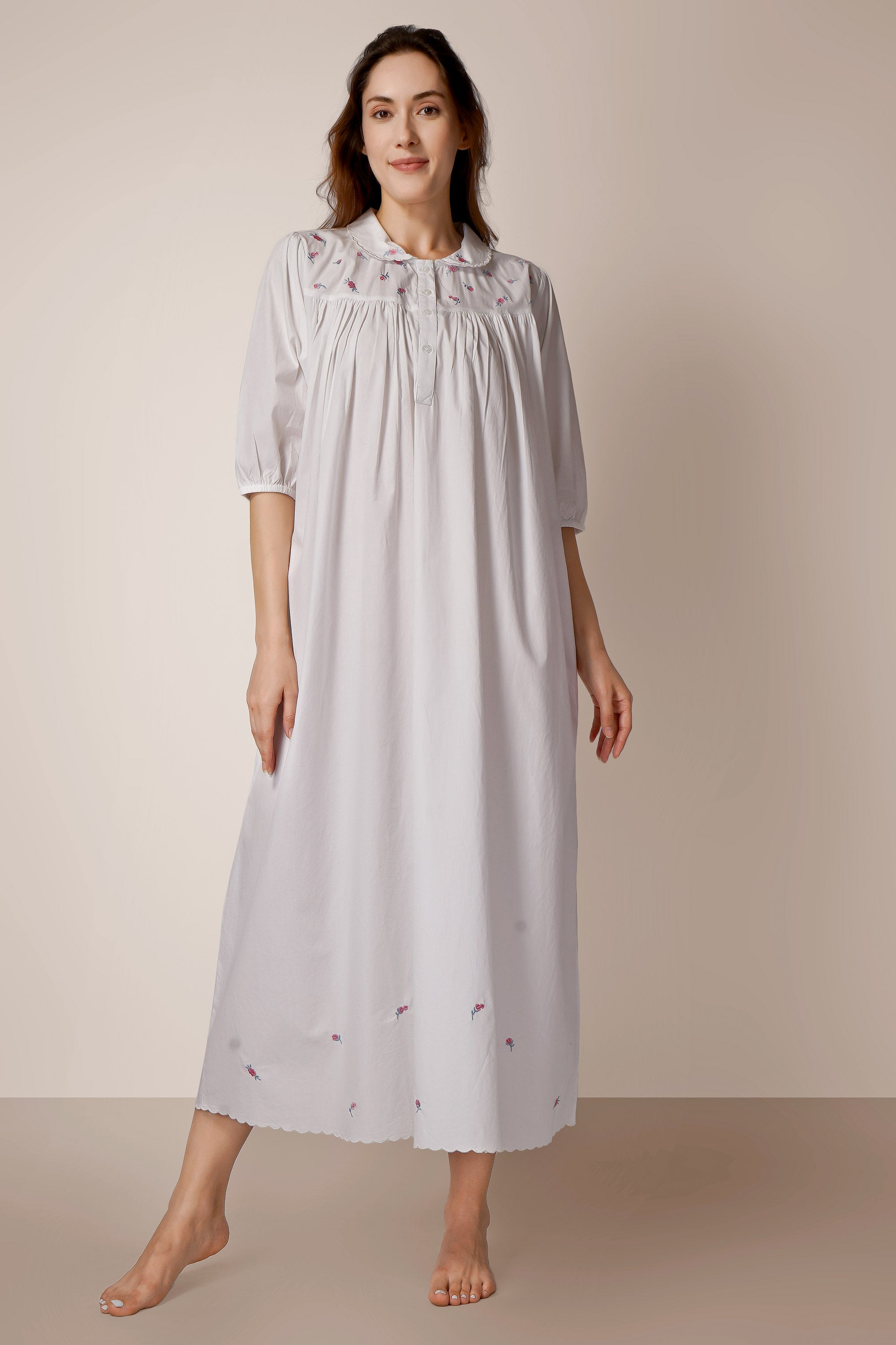 Felicia, Night Dress: Buy Embroidered Cotton Nightgowns – After Dark