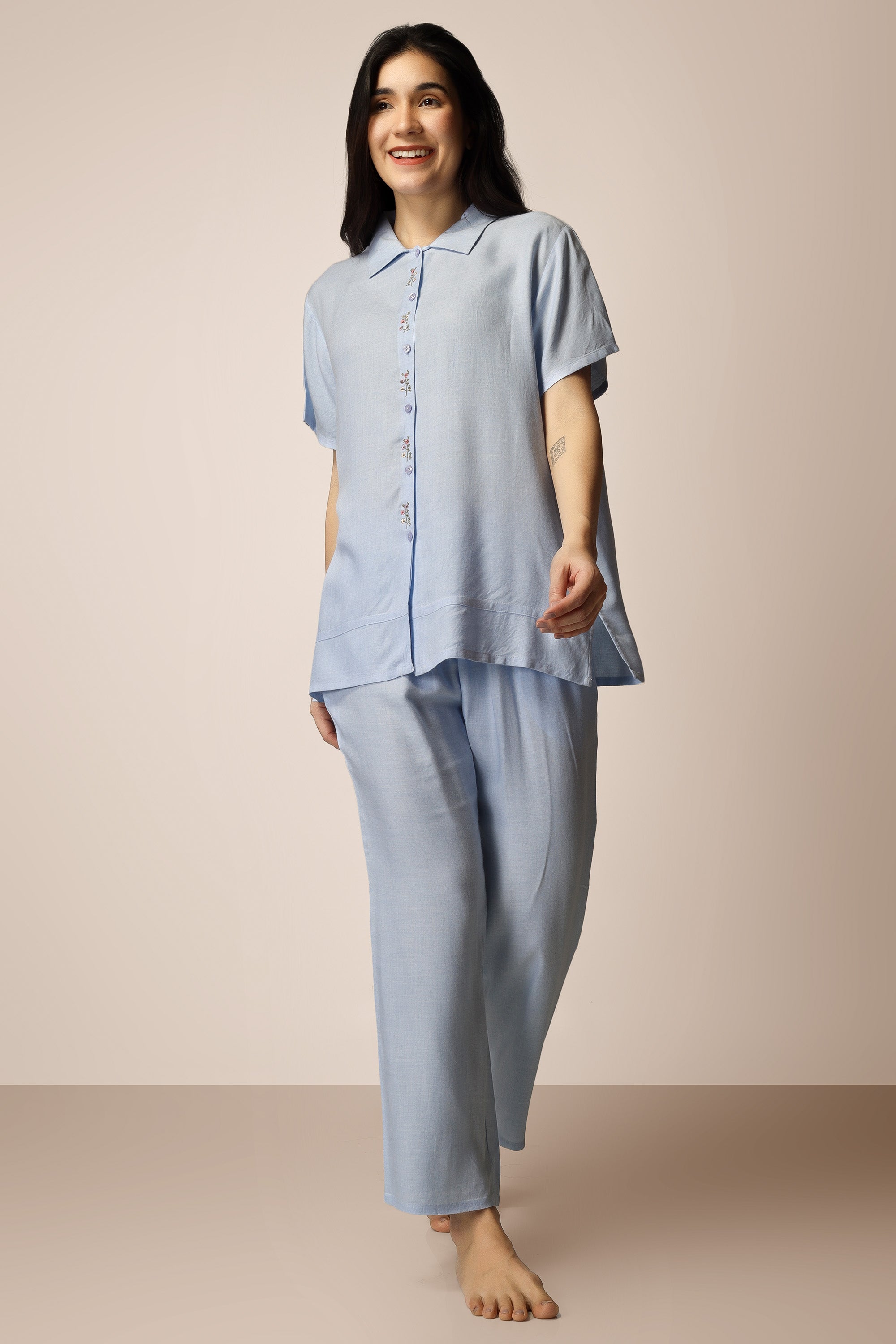 Maisie Cotton Pyjama Suit: Soft & Stylish Half Sleeves PJs – After Dark