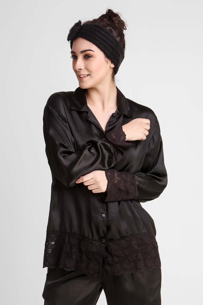 Janet, Pyjama Suit: Luxurious Satin Sleepwear | Black Pyjama Suits ...