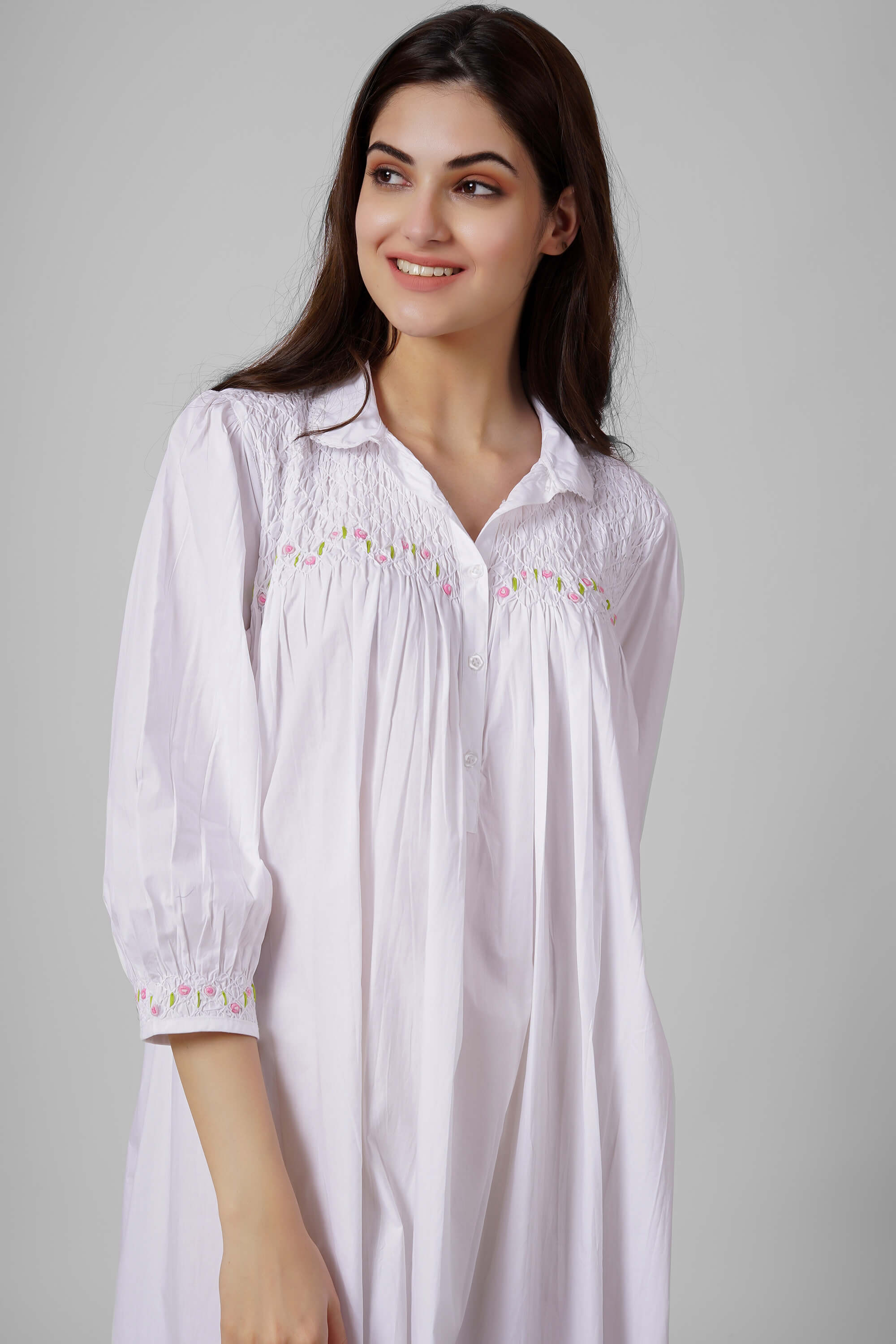 Gretel, Nightdress: Luxurious Cotton Cambric Nightgown – After Dark