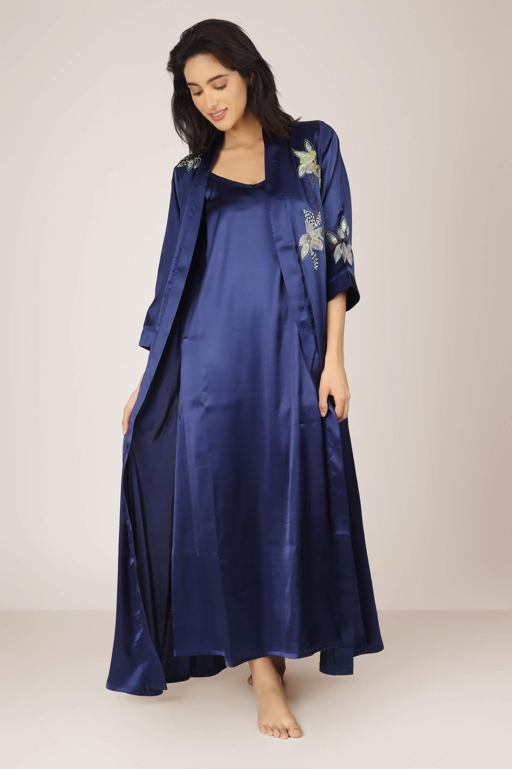 Gen, Dress & Gown: Luxe Satin Contrast Piping Gown – After Dark